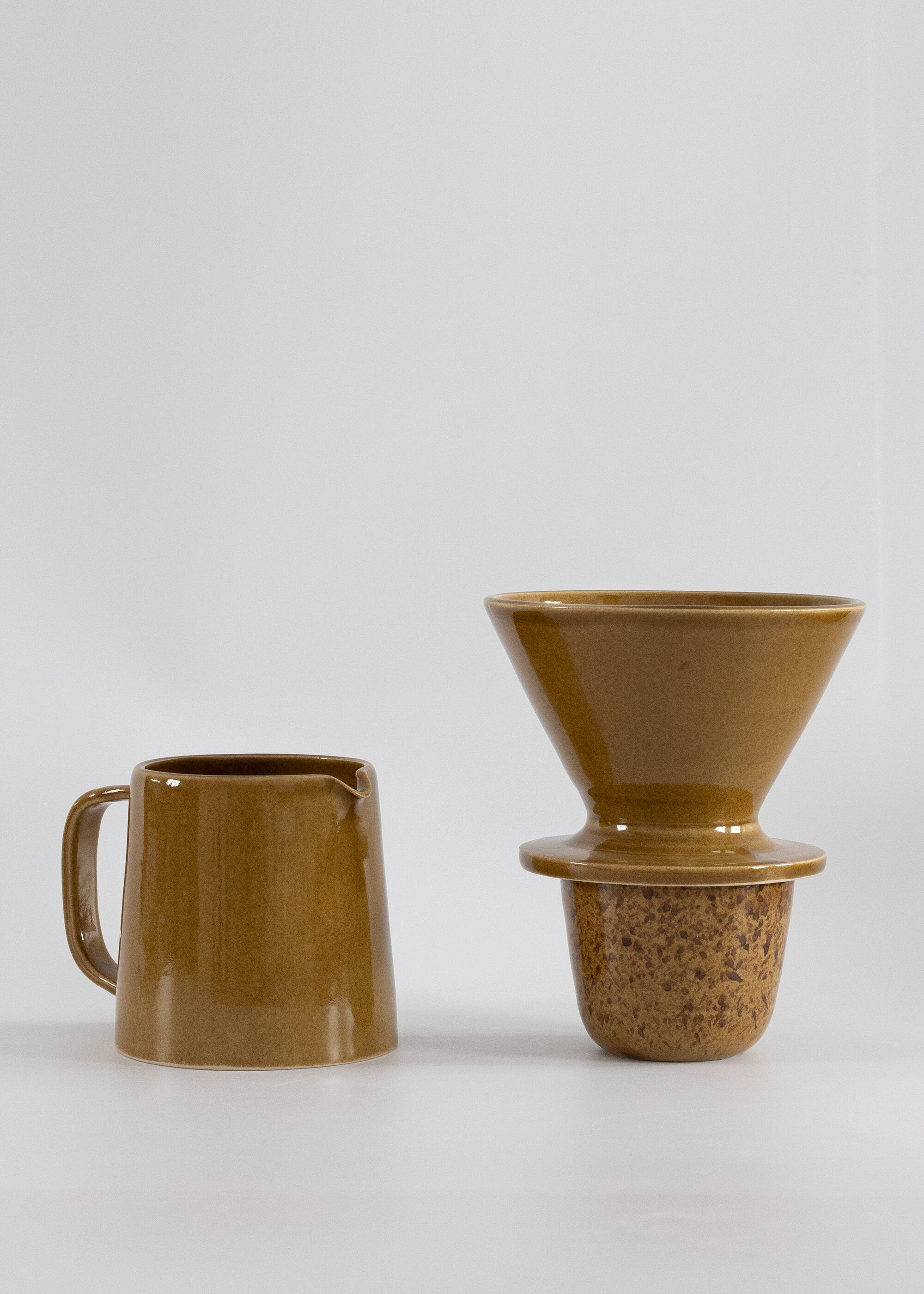 Mustard Brown Ceramic Pour Over Coffee Set, Pour Over + Coffee Jug ...
