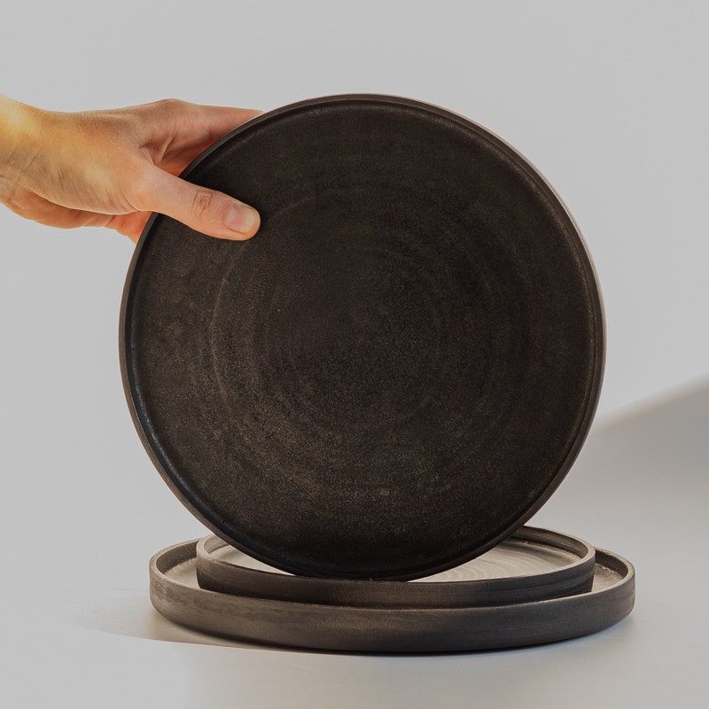 Black Ceramic Plate - Etsy
