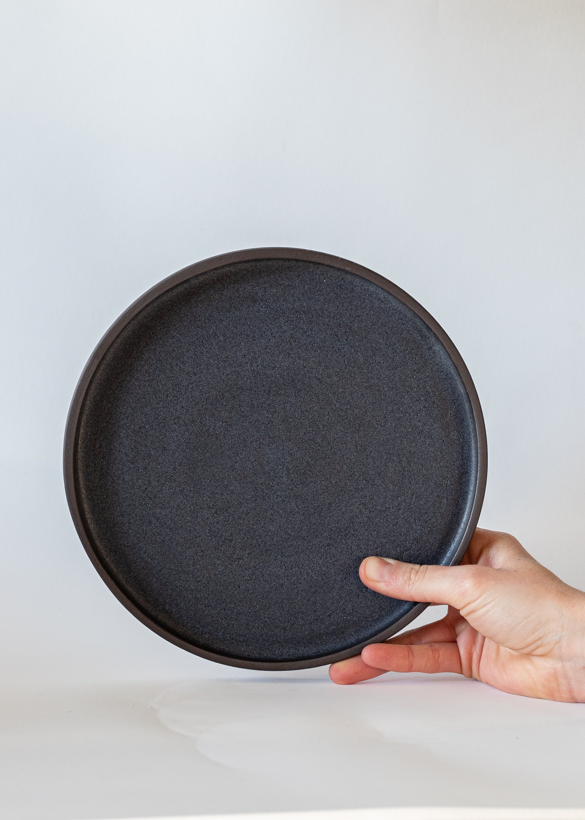 CERAMIC PLATES Set-minimal Plates With Rim-black Matte - Etsy