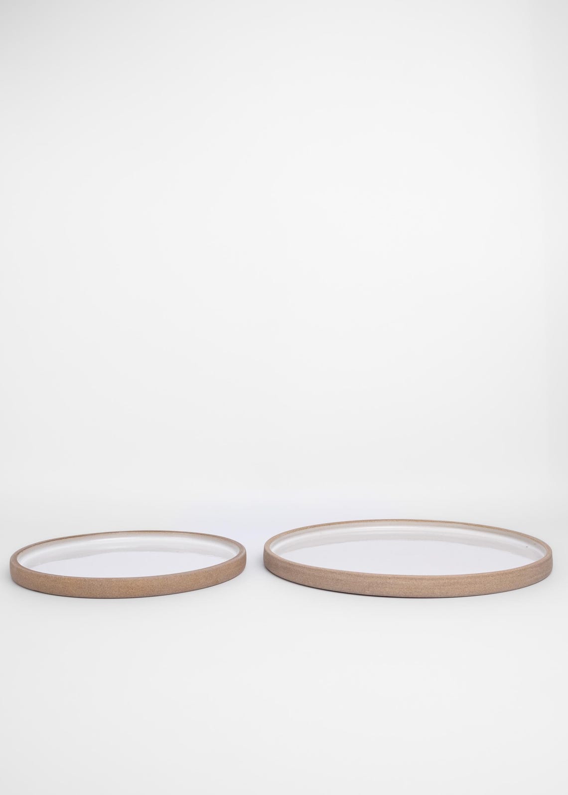 Ceramic Plates Set, Minimal Plates With Rim, White Dishes With Brown ...