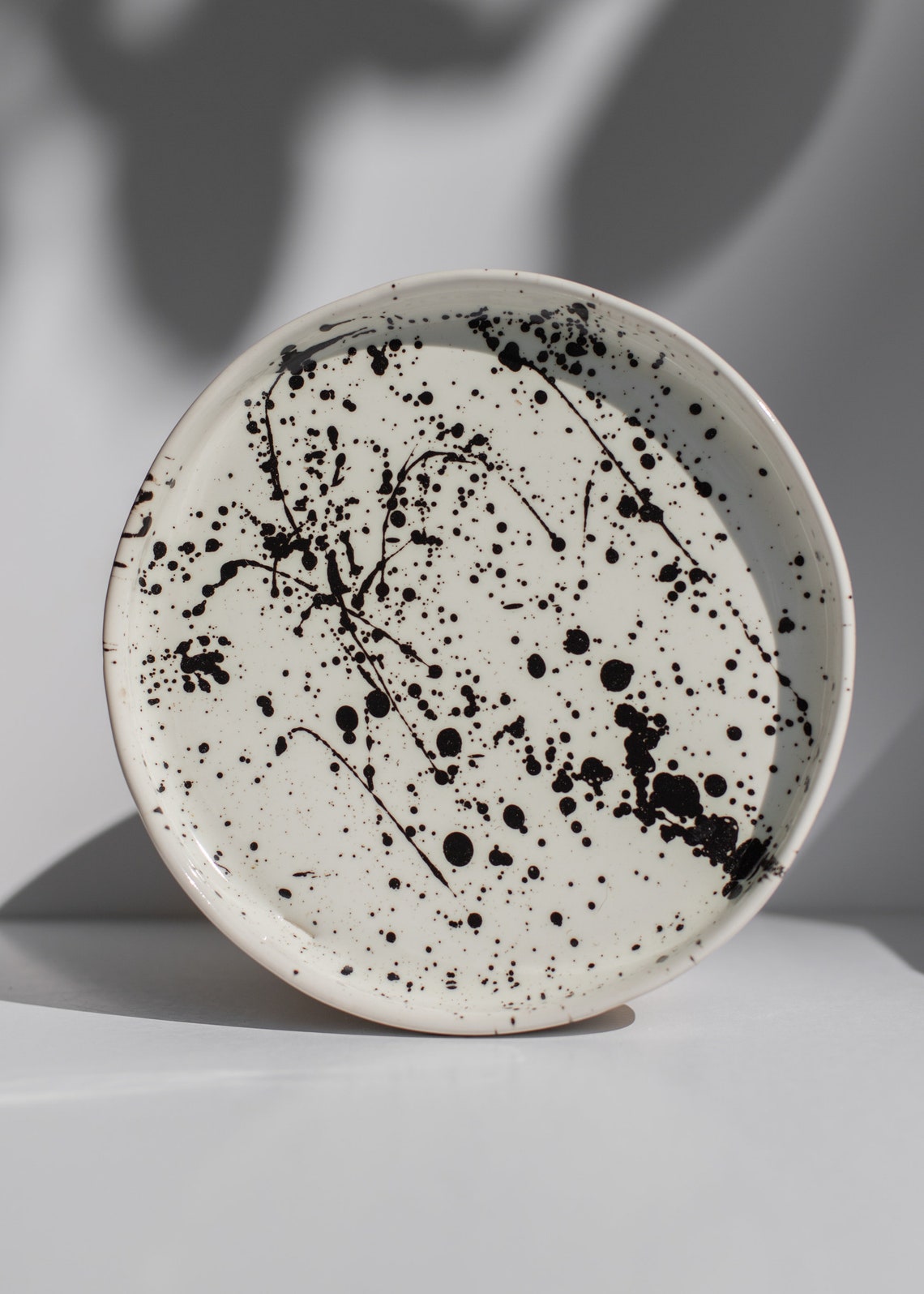 Black & White Modern Ceramic Plates Set White Dinnerware With - Etsy