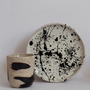 Black and White Ceramic Plates, Modern Dinnerware, White Plates With ...