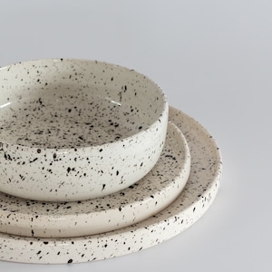 Black and White Ceramic Plates, Modern Dinnerware, White Plates With ...