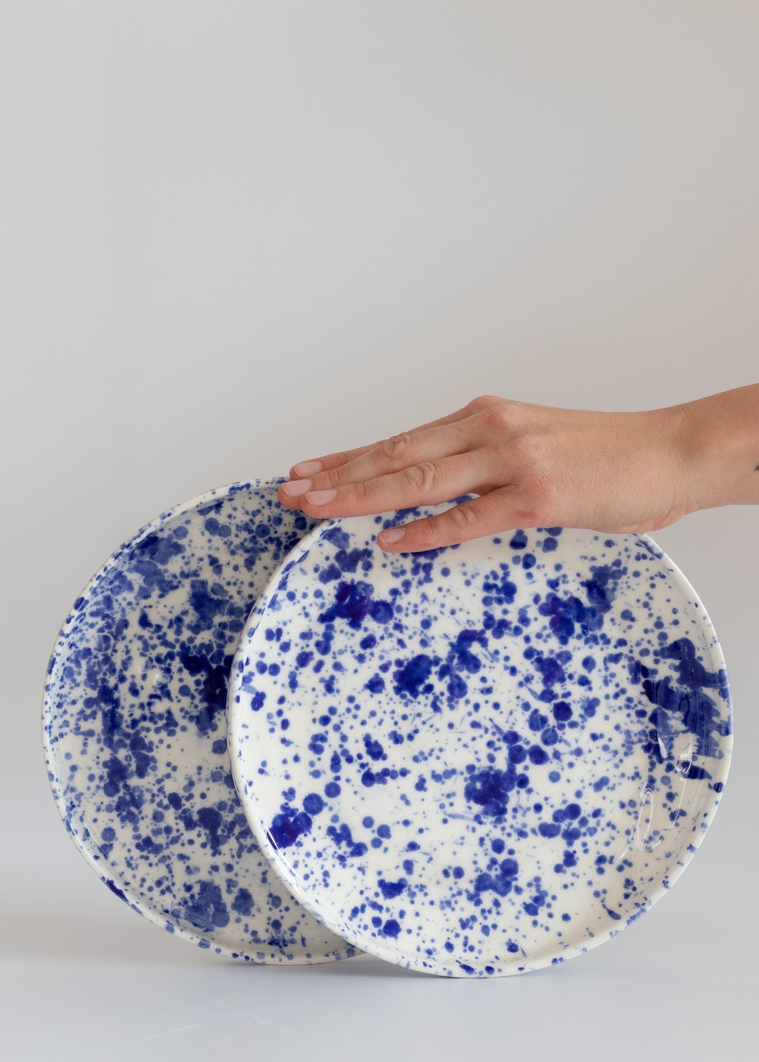 Handmade Ceramic Plate – Cobalt Blue Splash Design, Modern Porcelain ...