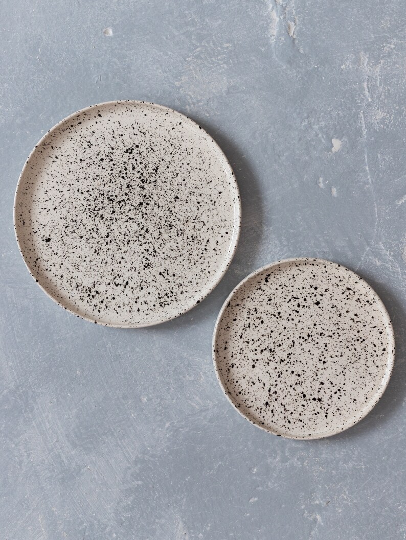 Black and White Ceramic Plates Modern Dinnerware White - Etsy