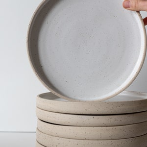 Ceramic Plates Set, Minimal Plates With Rim, White Matte Dishes ...