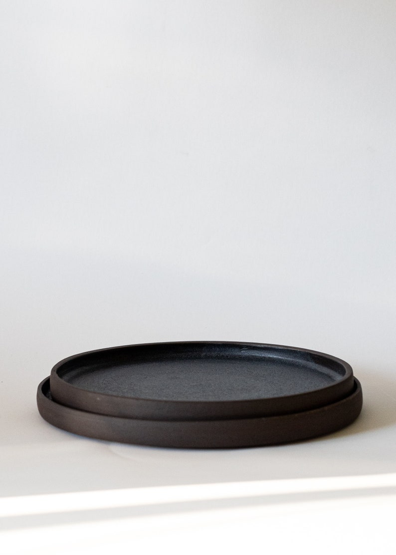 CERAMIC PLATES Set-minimal Plates With Rim-black Matte - Etsy