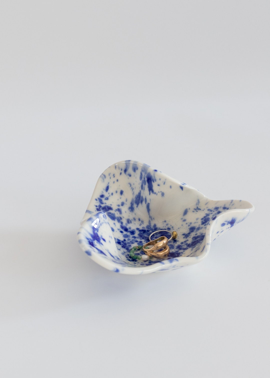 Ceramic Ring Dish, Porcelain Jewelry Dish, White & Blue Ring Bowl, Salt ...