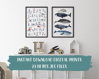 Nautical Alphabet Wall Print Educational Kids Bedroom Wall | Etsy