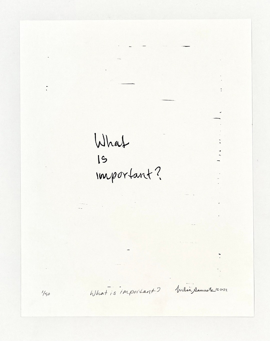 What is Important?, Hand Carved Linocut Relief Print by Julia Samuels ...