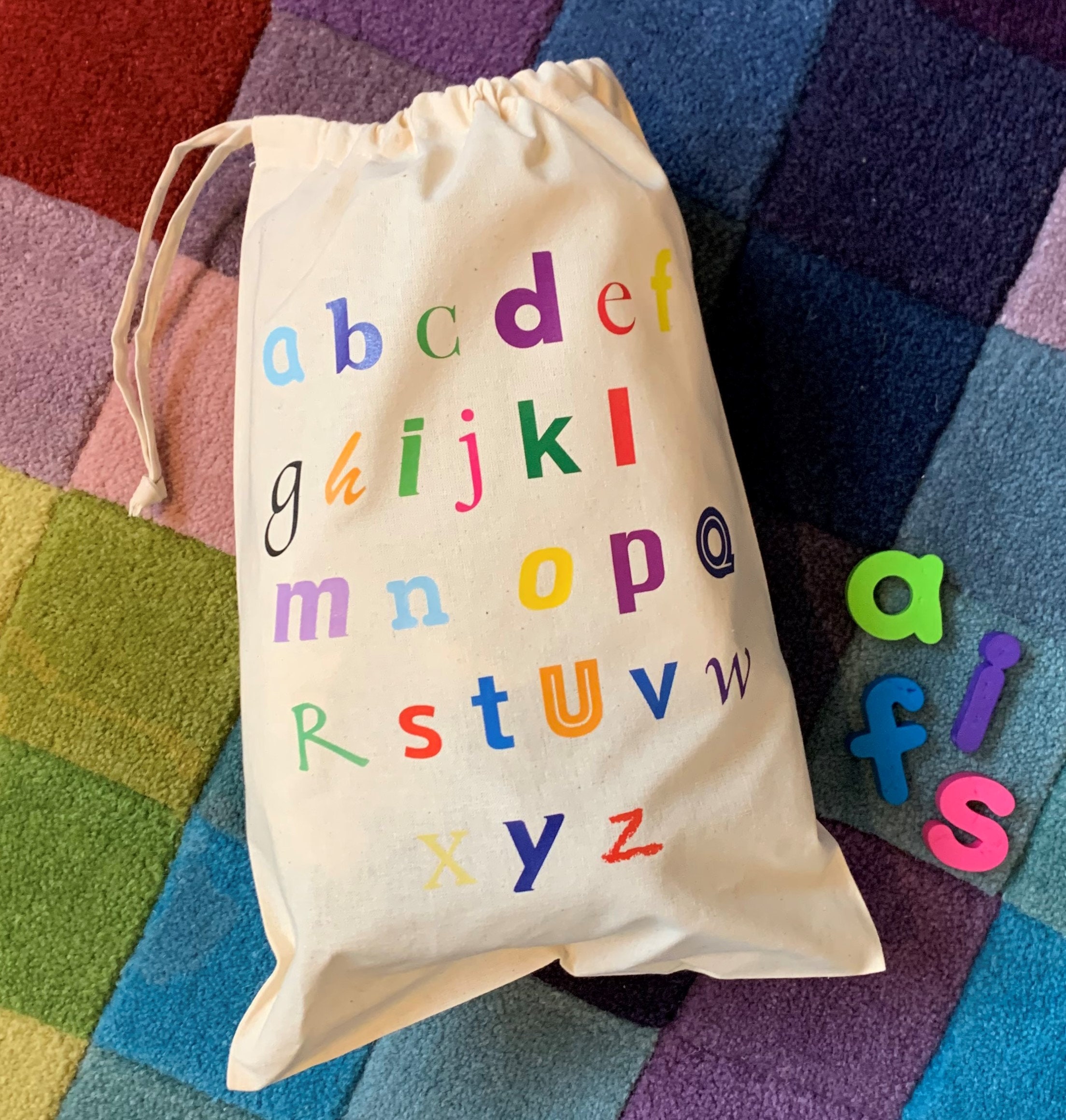 Alphabet Letters Drawstring Bag - Etsy UK
