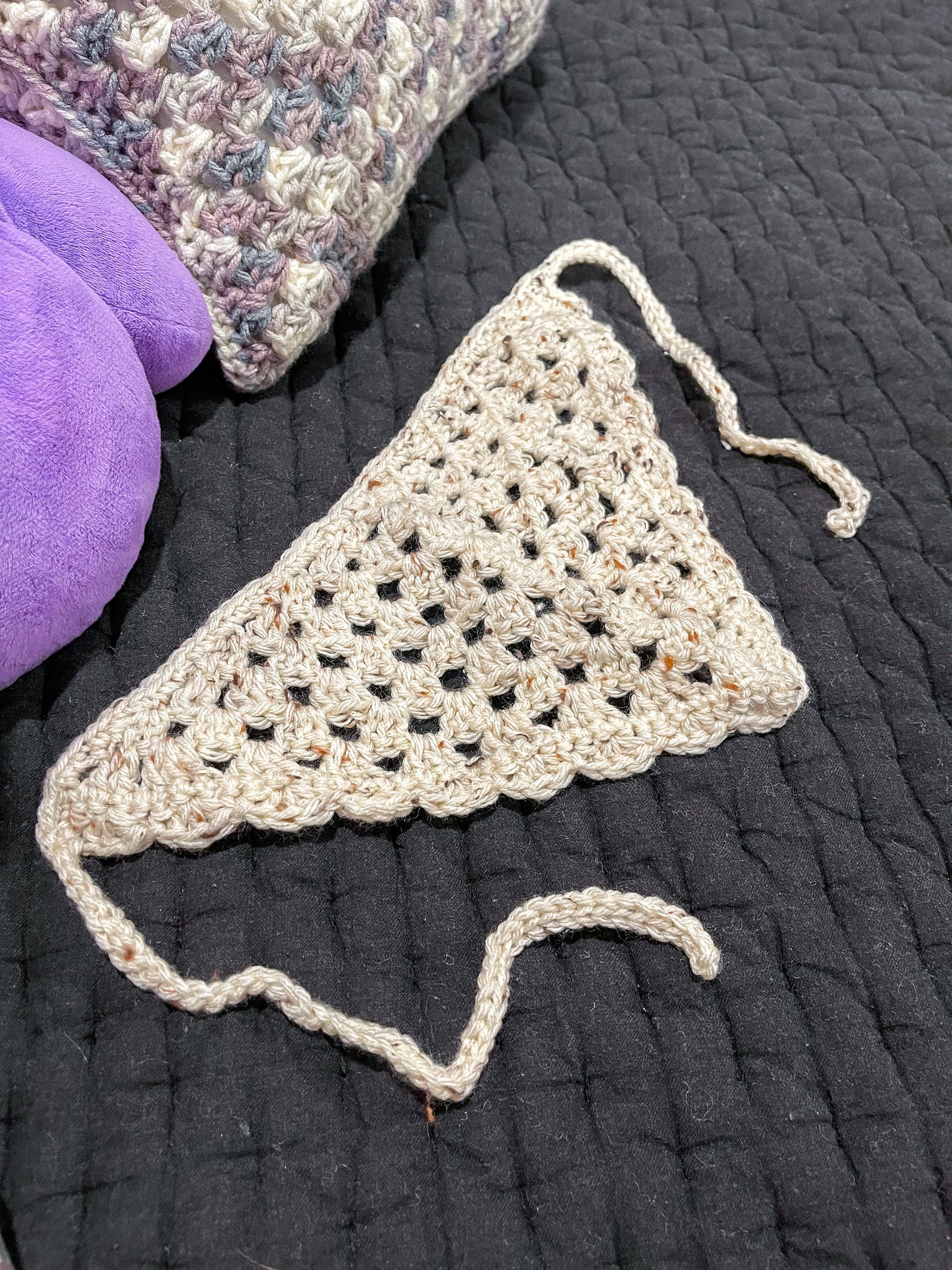 Crochet Bandana With Scalloped Edges | Cute Crochet Granny Square ...