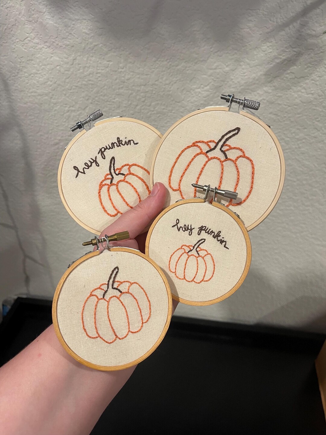 Pumpkin Embroidery Hoops | Finished Hoops - Etsy