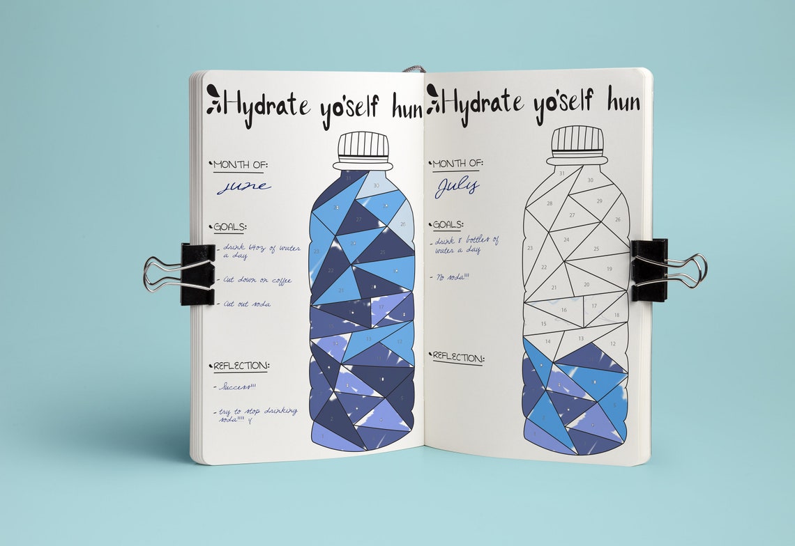 PRINTABLE Daily Water Tracker Habit Tracker for Bullet Journals and ...