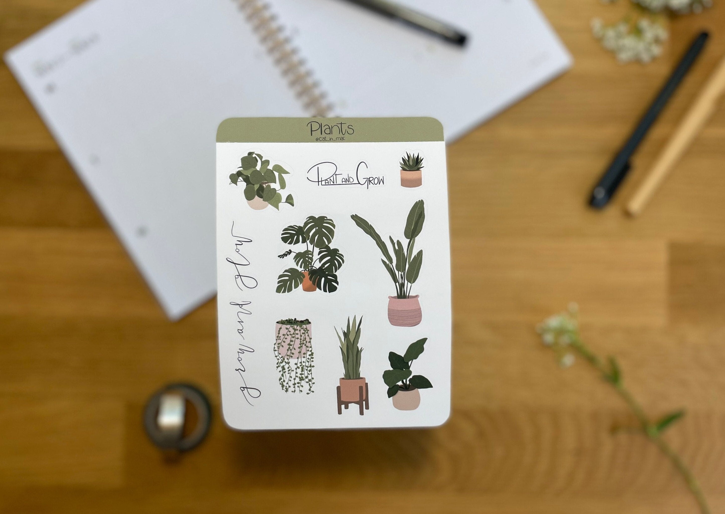 Plant Sticker Sheet, Bullet Journal Stickers, Bujo Stickers, Planner ...