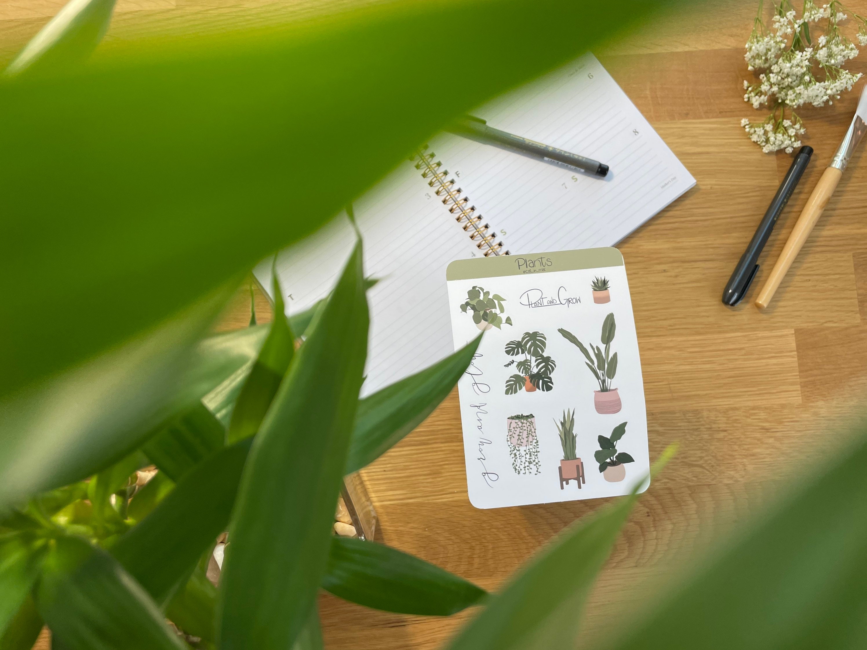 Plant Sticker Sheet, Bullet Journal Stickers, Bujo Stickers, Planner ...