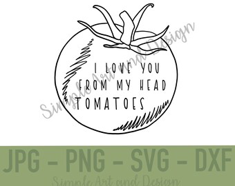 I Love You From My Head Tomatoes Coloring Card: Digital - Etsy