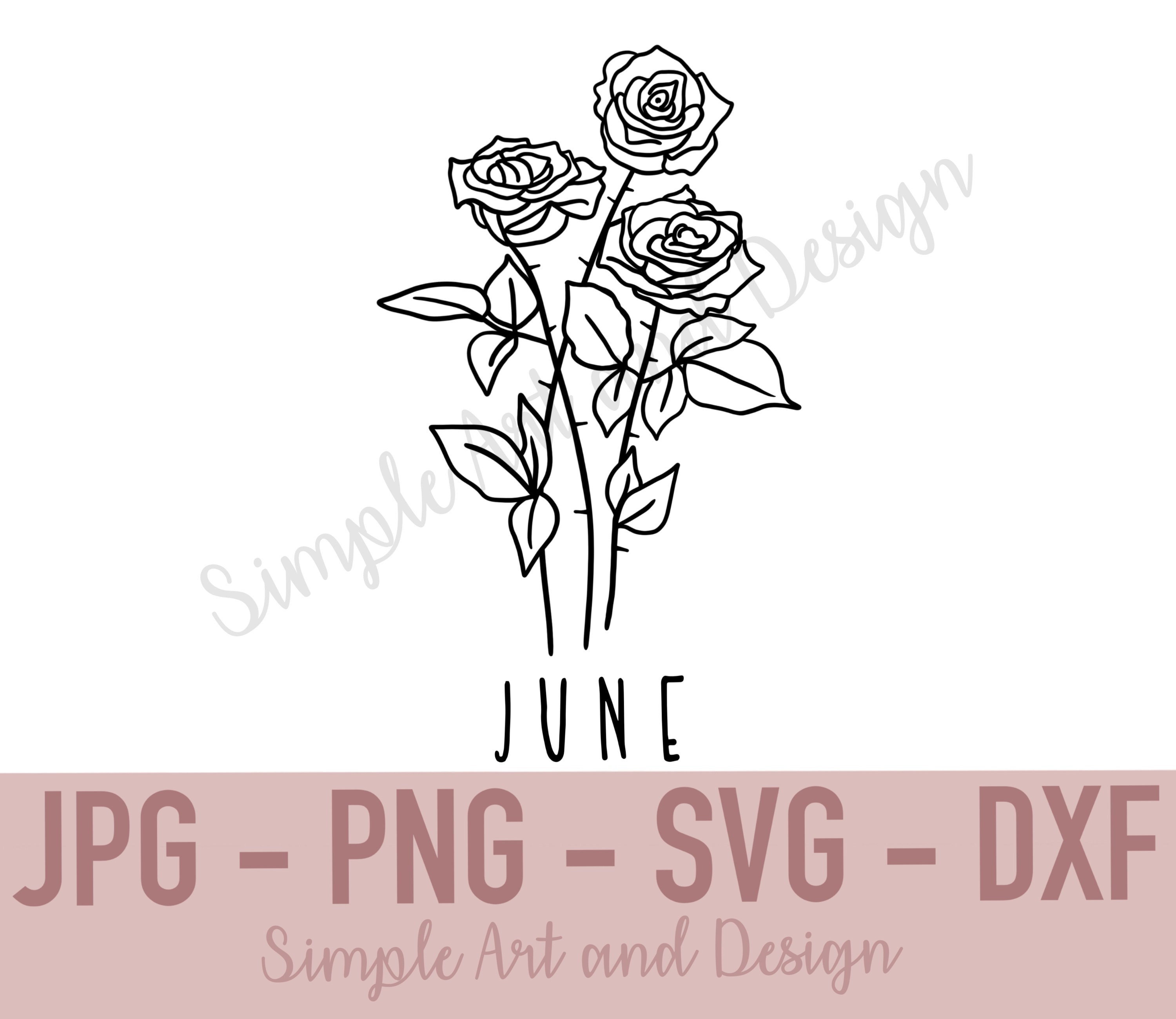 June Flower | JPG | SVG | PNG | Dxf | June Birth Flower | Birth Flower ...