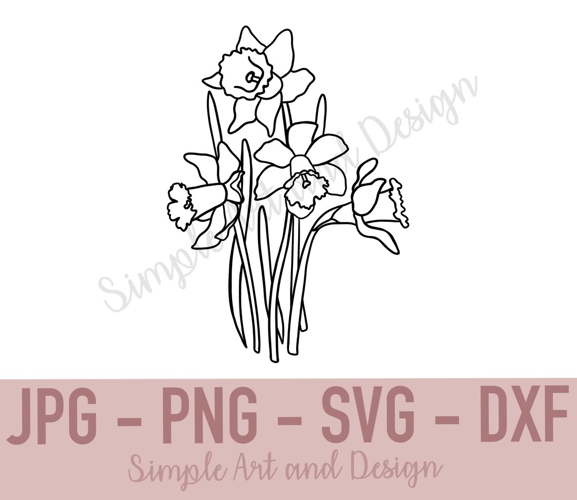 Daffodil | SVG | JPG | PNG | Dxf | Daffodil Svg | Flower Svg | Digital ...