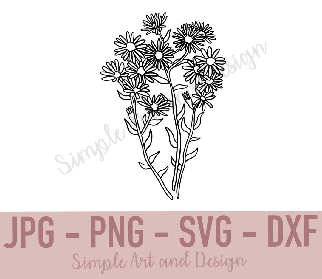 Aster | SVG | JPG | PNG | dxf | Aster svg | Blumen svg | Digitaler ...