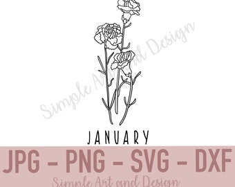January Birth Flower SVG - Etsy