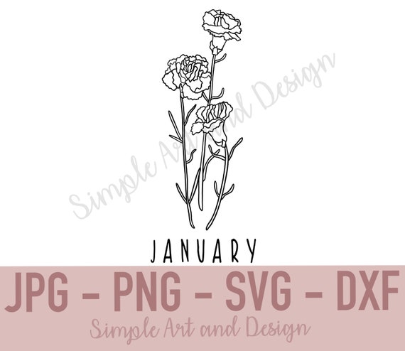January Flower SVG PNG JPG Dxf January Birth Flower | Etsy