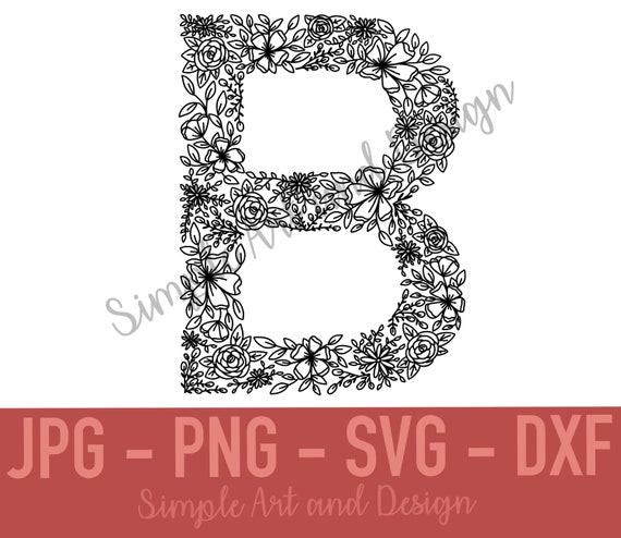 Floral Letter B SVG PNG JPG Dxf Wall Art Bedroom | Etsy