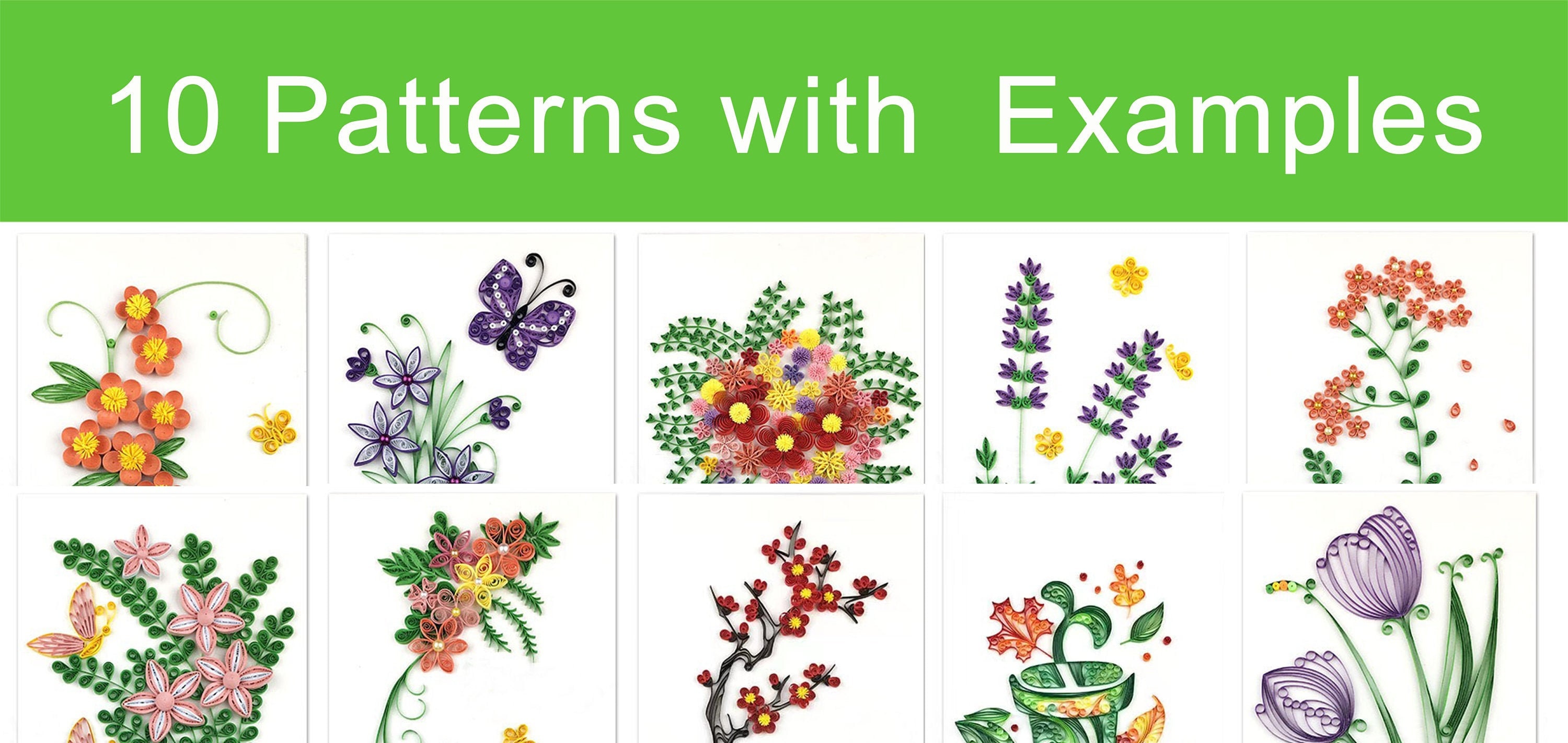 10 Flower Templatesprintable Quilling Patternsdigital Paper - Etsy