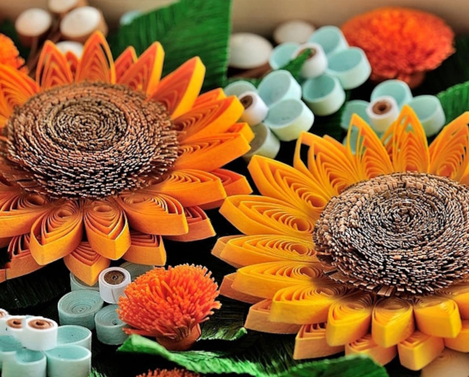 Paper Quilling Art 5inches Handmade Sun Flower Decorated | Etsy