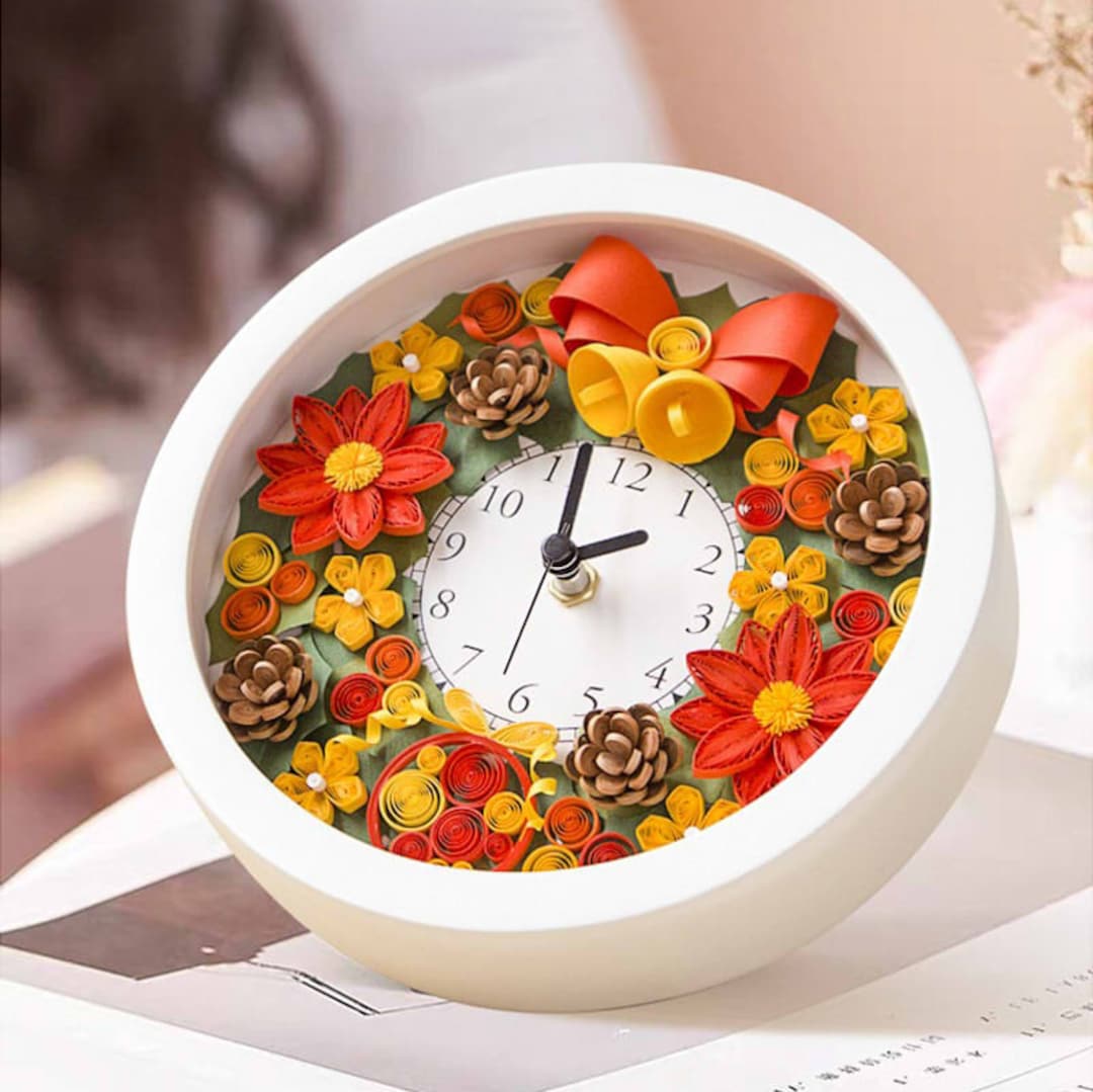 Flower Decorated Clock,paper Quilling Art,personalized Gift for Girls ...