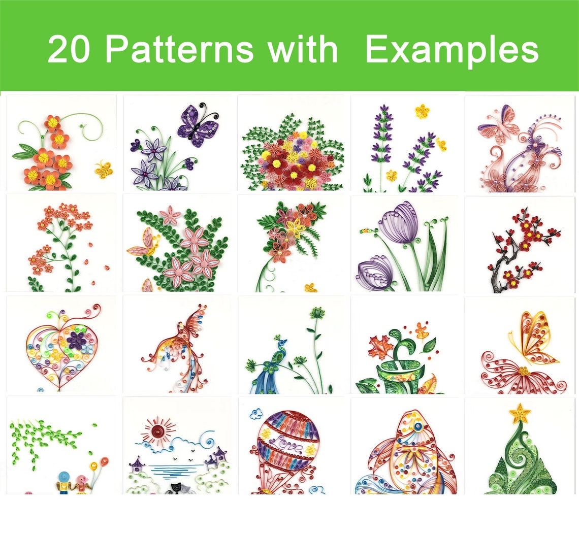 20 Quilling Patternsprintable Paper Quill Templatequilling - Etsy