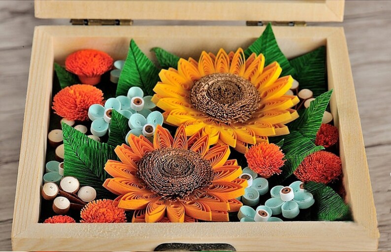Paper Quilling Art 5inches Handmade Sun Flower Decorated | Etsy