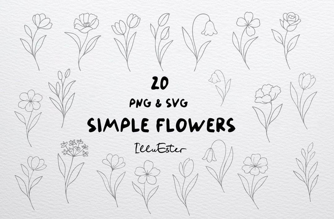 Simple Flower Svg Png, Flower Svg, Floral Svg Png, Rose Flower, Flowers ...