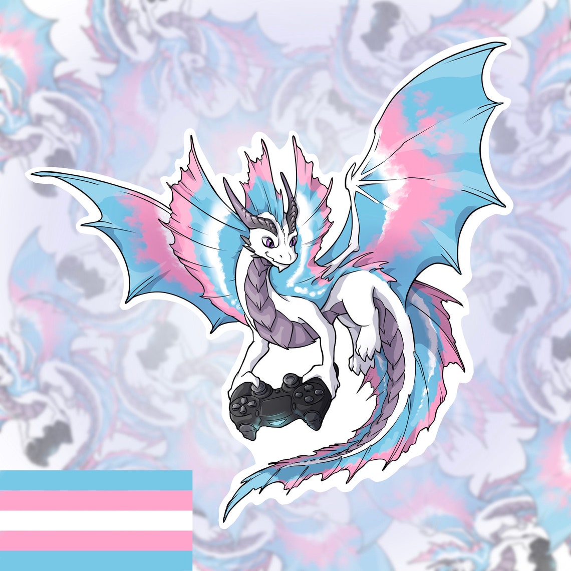 Trans Pride Dragon Sticker Transgender Dragon Sticker Etsy