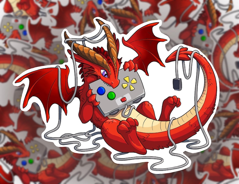 Gamer Dragon Sticker Vinyl Dragon Computer Sticker - Etsy