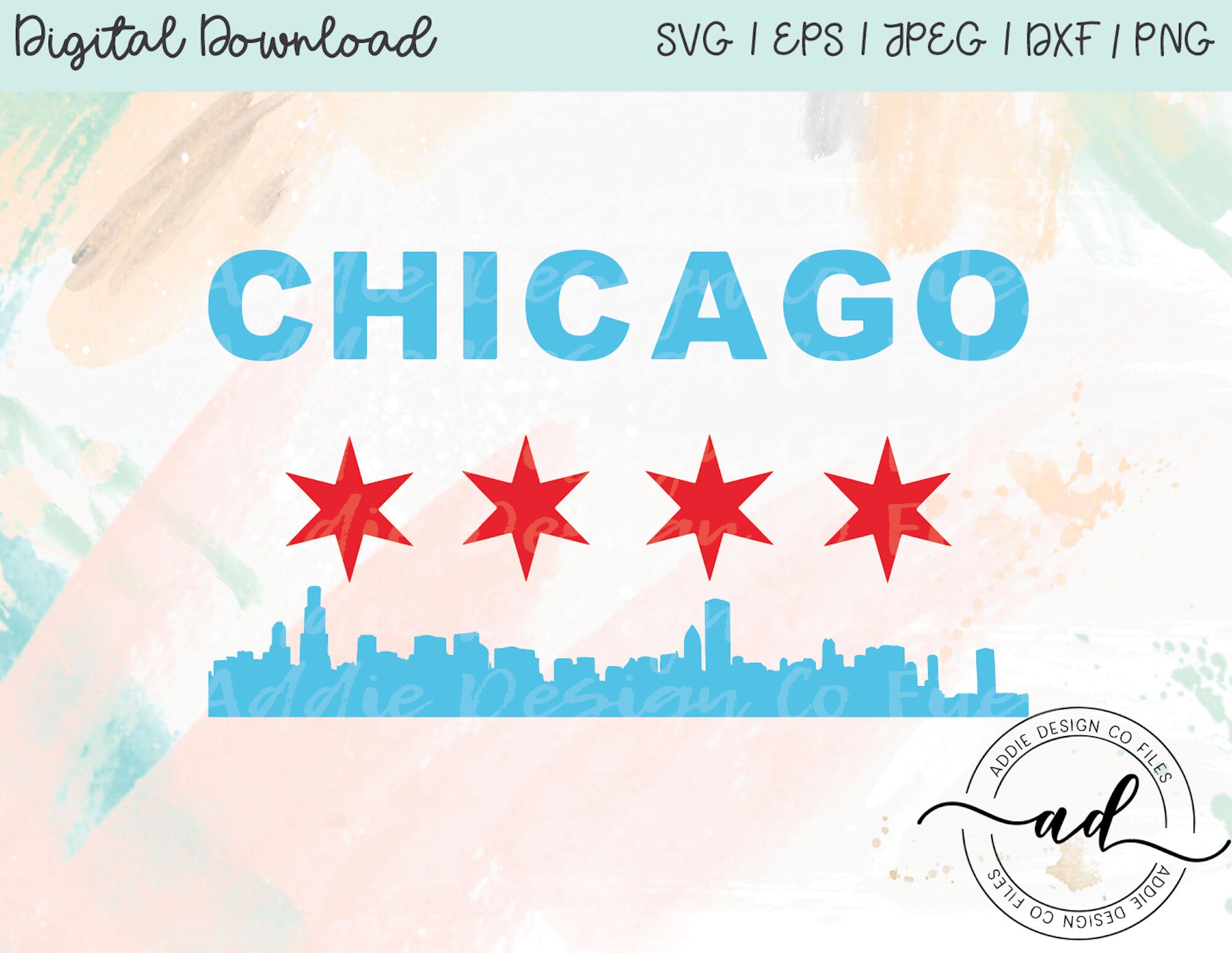 Chicago Flag & Skyline SVG - Etsy