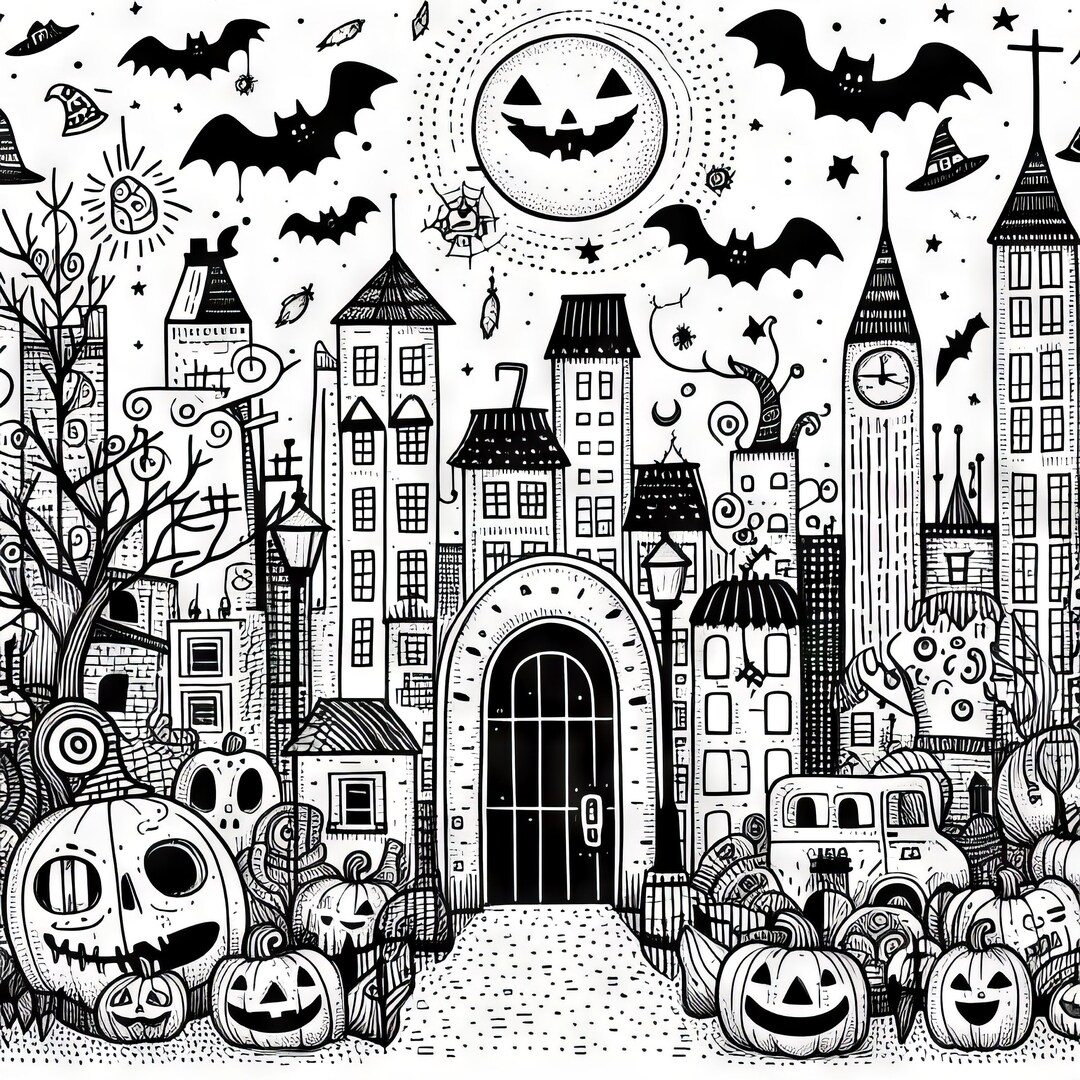 Adult Coloring Pages 45 Whimsical Halloween Images Digital Art ...