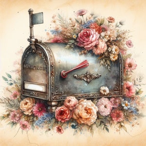 47 Images Vintage Mailbox Digital Art Printable Kit Instant Digital ...