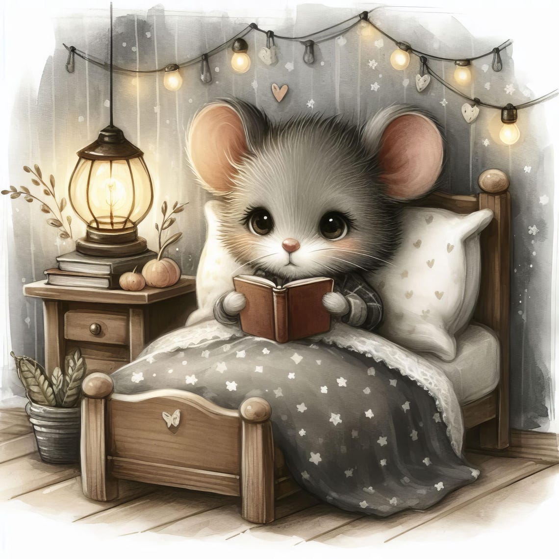 50 Images Bedtime Mouse: Digital Art, Printable Download, Scrapbooking ...