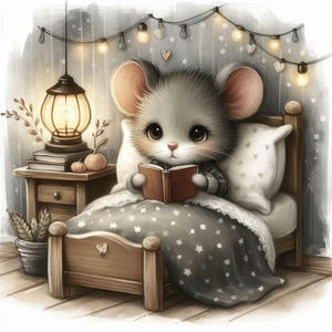 50 Images Bedtime Mouse Digital Art Printable Instant Digital Download ...
