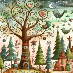 55 Images Whimsical Trees Images Digital Kit Digital Art Printable Kit ...