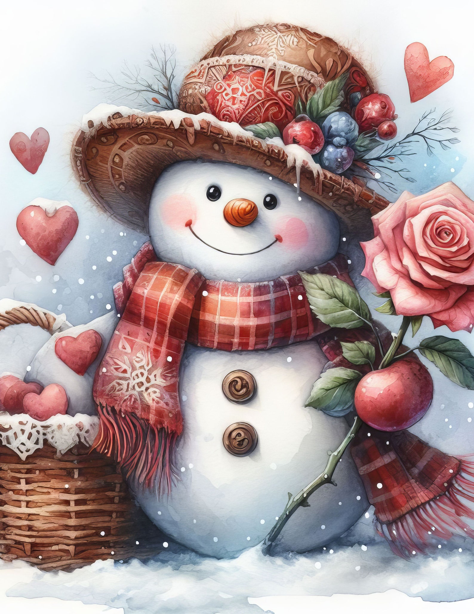 42 Images Valentine Snowman Images Digital Art Printable Kit Instant ...