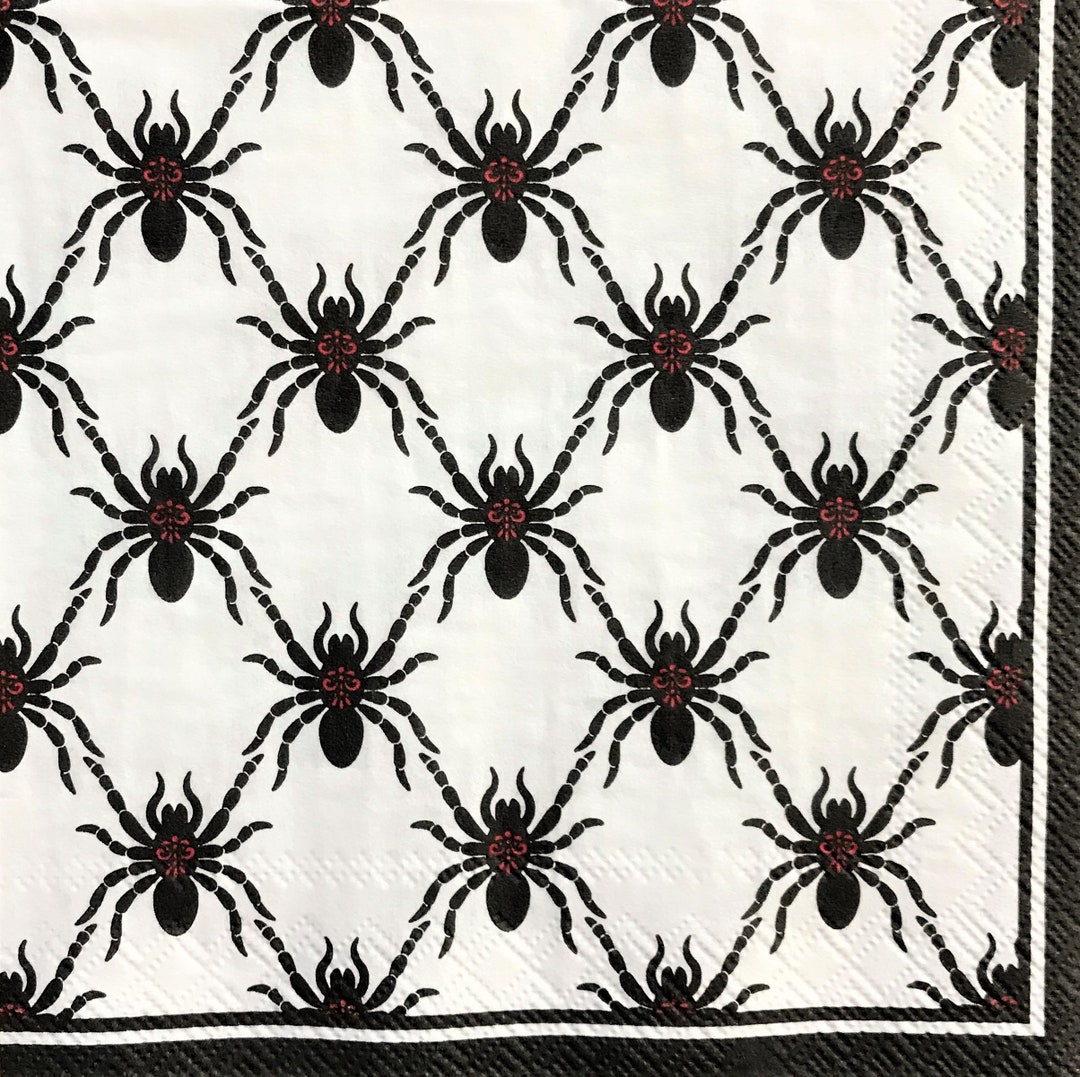 Decoupage Napkins, 5 X 5, Black Spiders Napkin, Decoupage Napkin ...