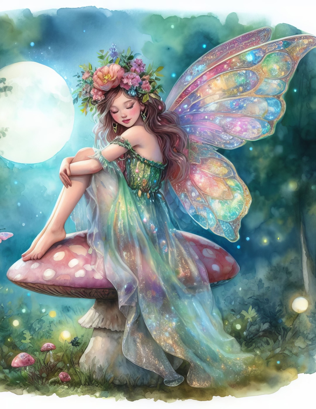 34 Images Mystical Fairies Digitals Digital Art Kit Watercolor Digitals Fairy Digitals ...