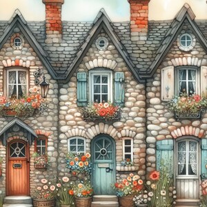 50 Images Whimsical Stone Row House: Jpeg Images, Digital Art ...