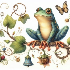 60 Images Whimsical Frog Digital Art Printable Instant Digital Download ...