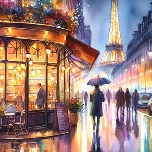 Digital Kit 24 Paris Shops and Cafes Digital Art Printable Kit Instant ...