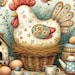 40 Images Whimsical Calico Chicken Images Jpeg Digital Art Printable ...
