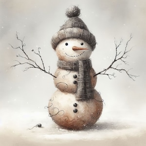 50 Images Rustic Snowman Images Digital Art Printable Instant Digital ...