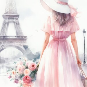 39 Images Paris Women in Pink Images Digital Art Printable Instant ...